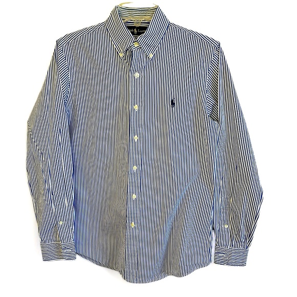 Ralph Lauren | Shirts | Ralph Lauren Custom Fit Blue White Pinstripe Button Down Shirt | Poshmark